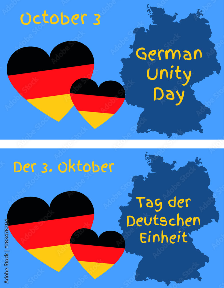German Unity Day (Tag der Deutschen Einheit) vector greeting card with ...