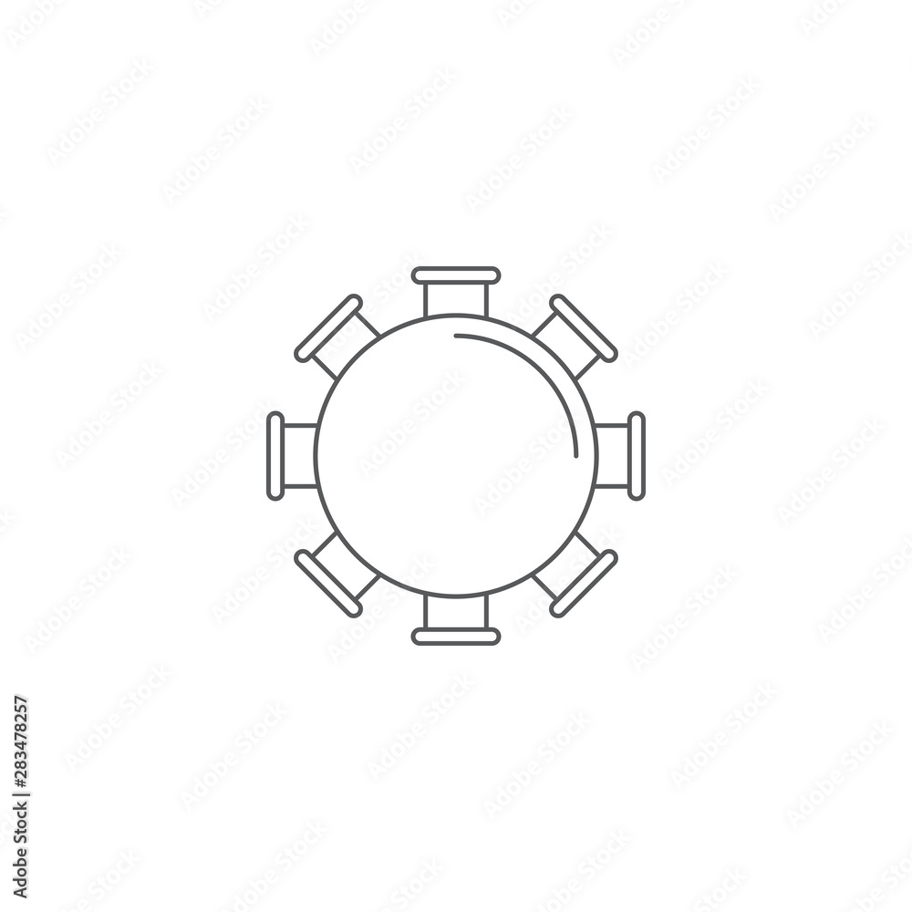 Round table and chairs top view vector icon isolated on white ...