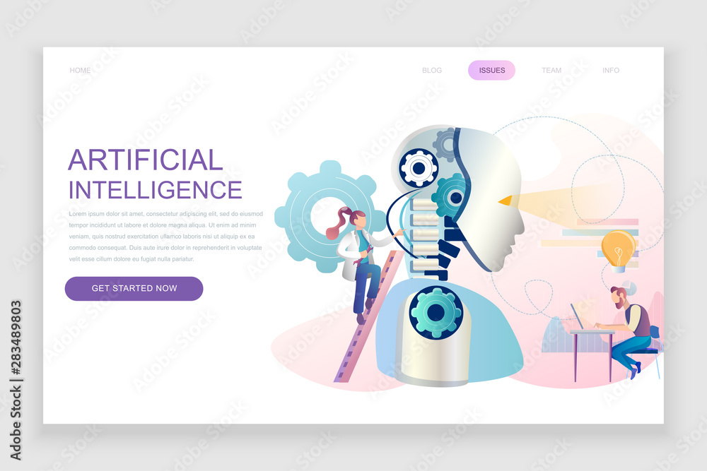 Modern flat web page design template concept of Artificial Intelligence ...