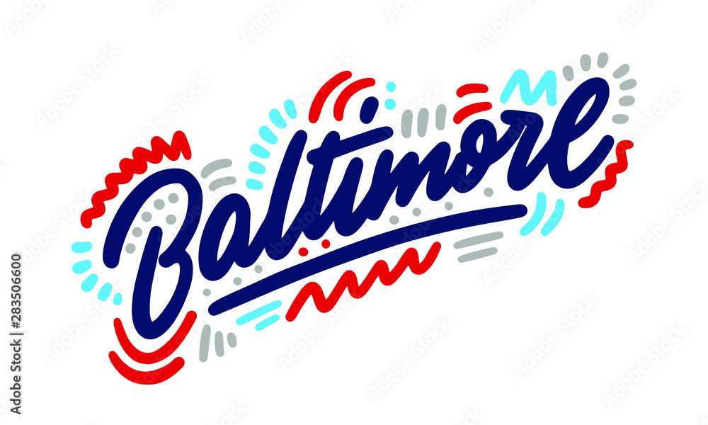 Baltimore handwritten city name.Modern Calligraphy Hand Lettering for ...