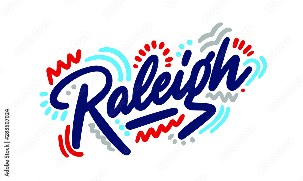 Vecteur Stock Raleigh handwritten city name.Modern Calligraphy Hand ...