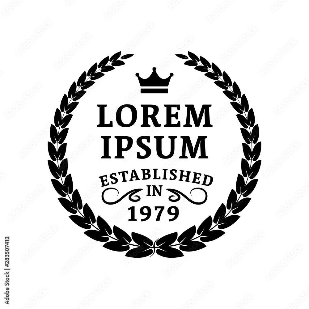 Wreath Logo Design Typography template. Vector illustration. Stock ...