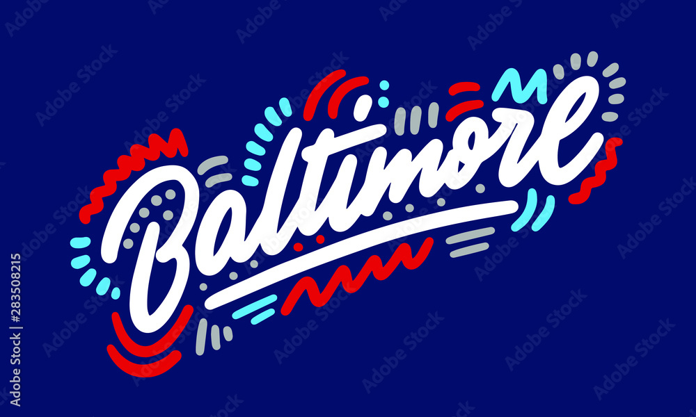 Baltimore handwritten city name.Modern Calligraphy Hand Lettering for ...