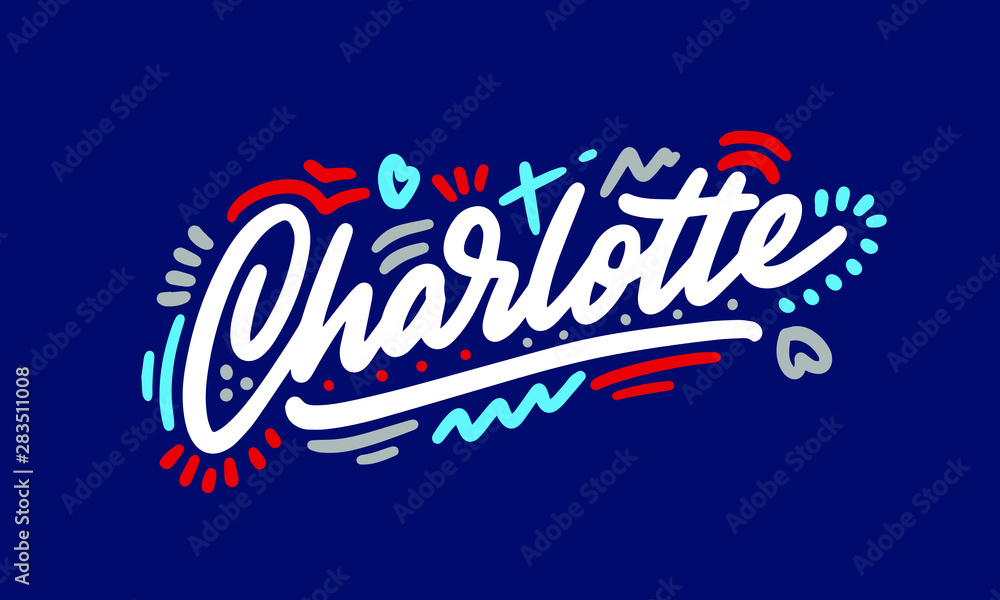 Vecteur Stock Charlotte handwritten city name.Modern Calligraphy Hand ...