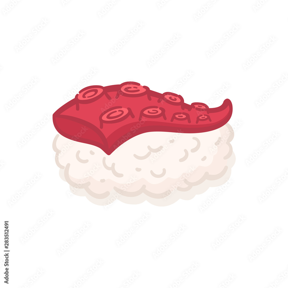 Tako Octopus Sushi Nigiri Japanese Food Vector Illustration Cartoon ...