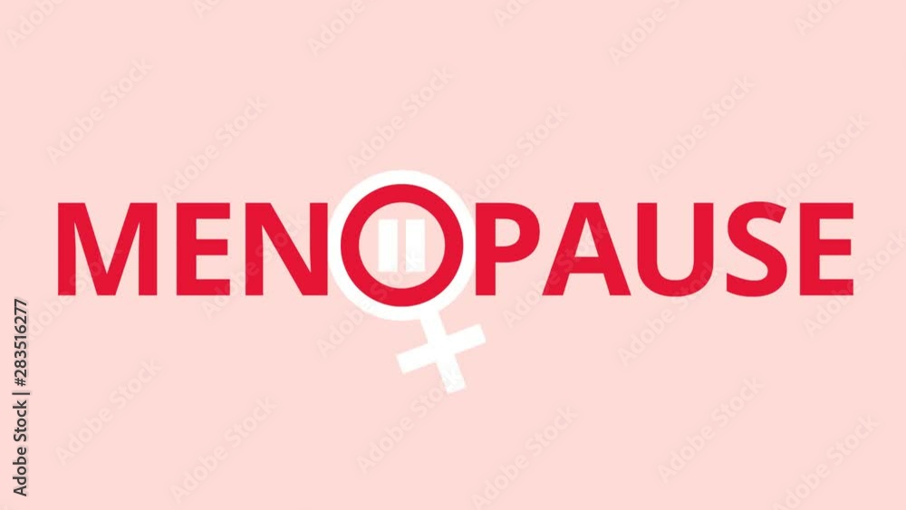 Menopause with gender symbol and pause in pink color. Gynecology icon ...
