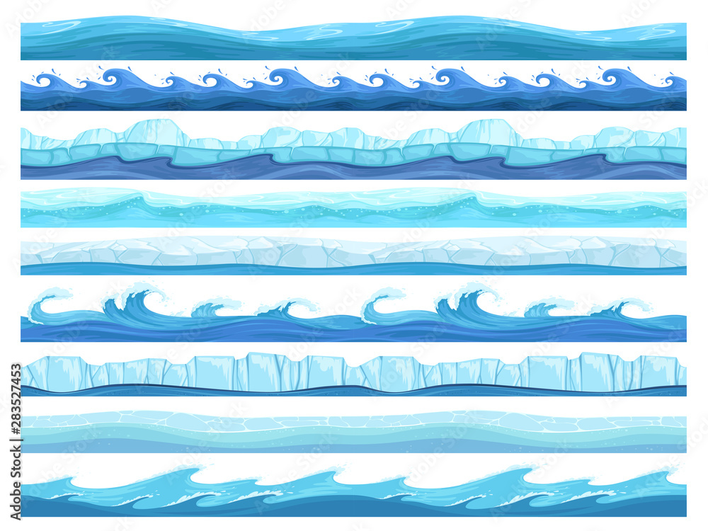 Water game seamless. Ice ocean sea or river layers parallax ready ...
