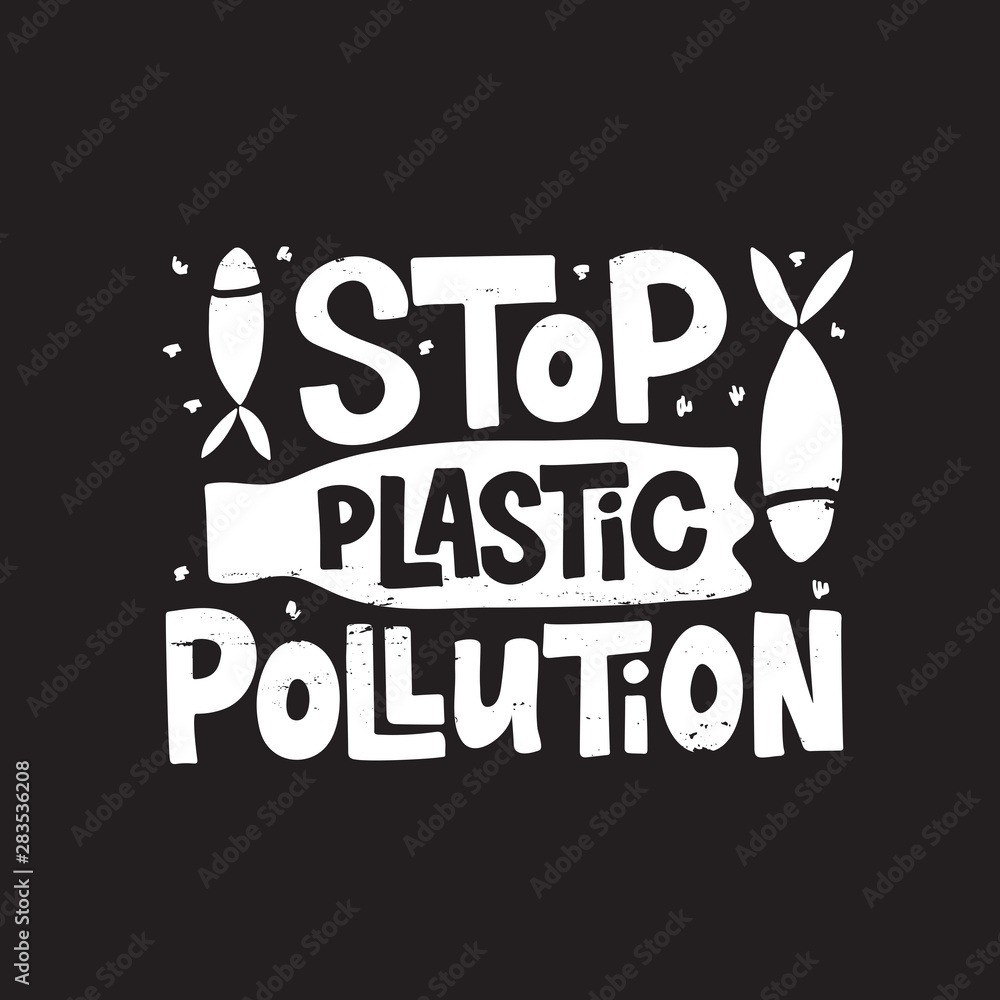 Stop plastic pollution word concept Stock Vector | Adobe Stock