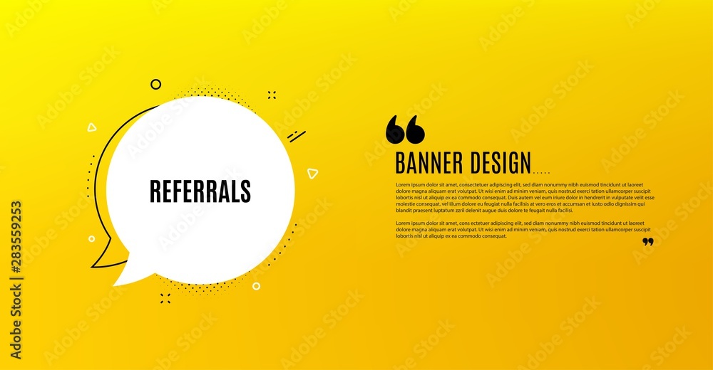 Vecteur Stock Referrals symbol. Yellow banner with chat bubble ...