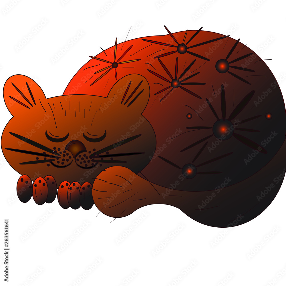Cute and funny sweet red cat character, standing with eyes closed from ...