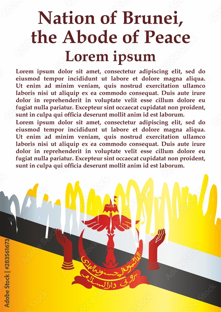 Flag of Brunei, Nation of Brunei, the Abode of Peace. Template for ...