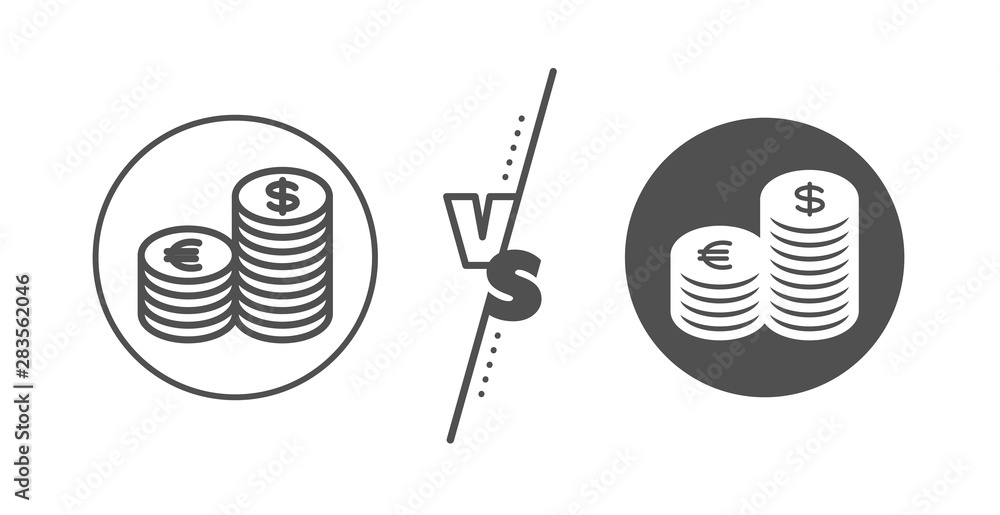 Banking currency sign. Versus concept. Coins money line icon. Euro and ...