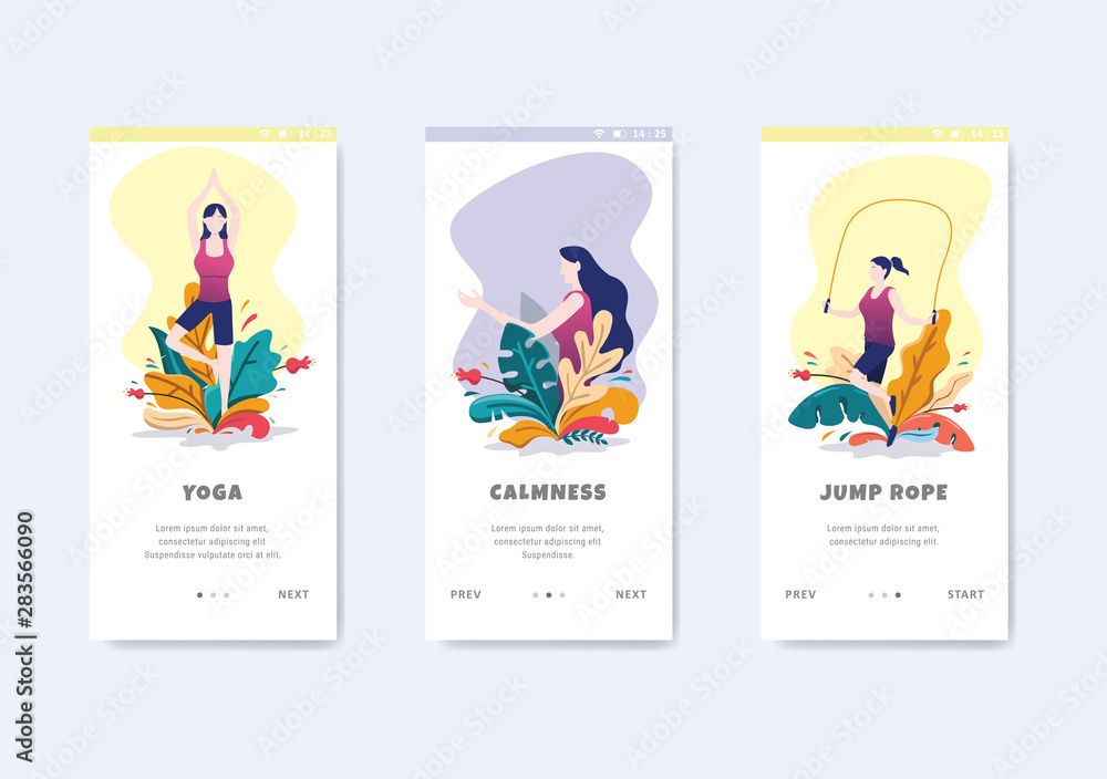 set onboarding screens user interface kit template Stock Vector | Adobe ...