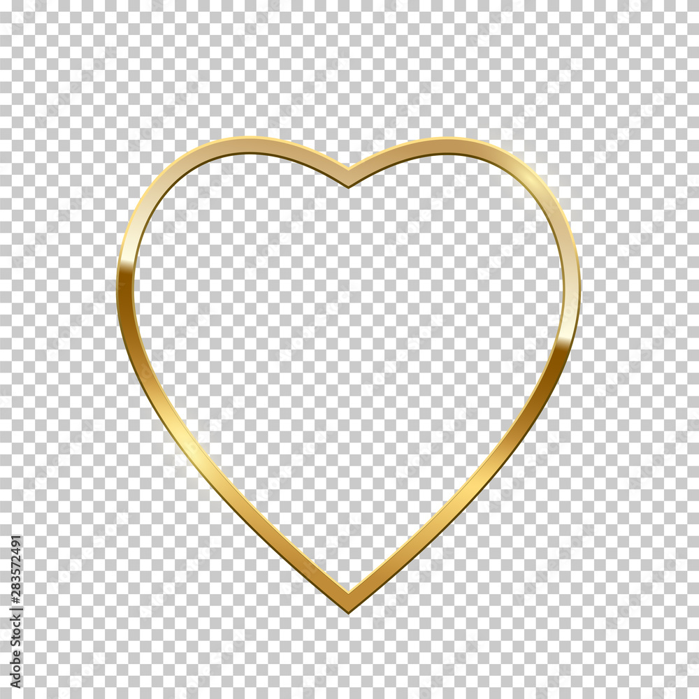 Golden heart shape border isolated on transparent background. Vector ...