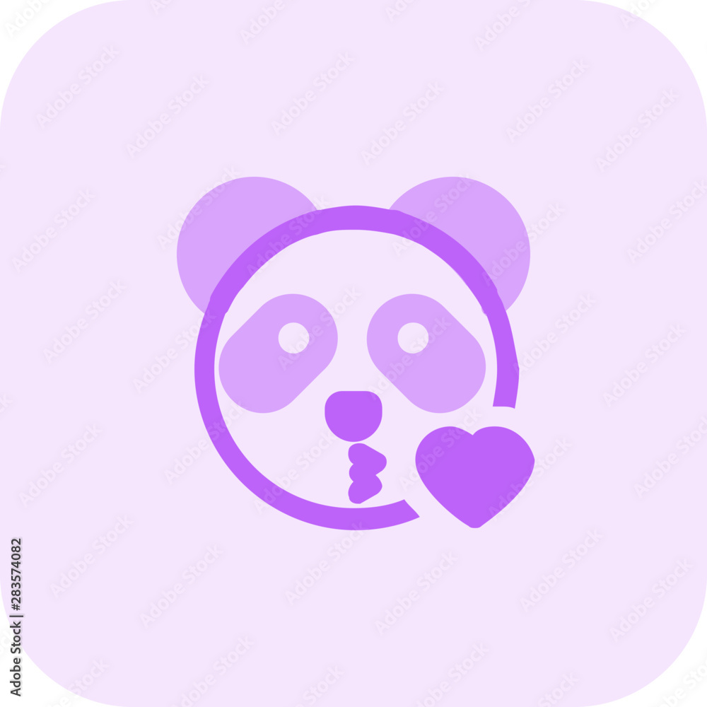 panda with big eyes emoji blowing kiss with heart Stock Vector | Adobe ...