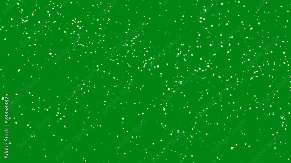 Gently falling snow on green screen for keying. Big and small ...