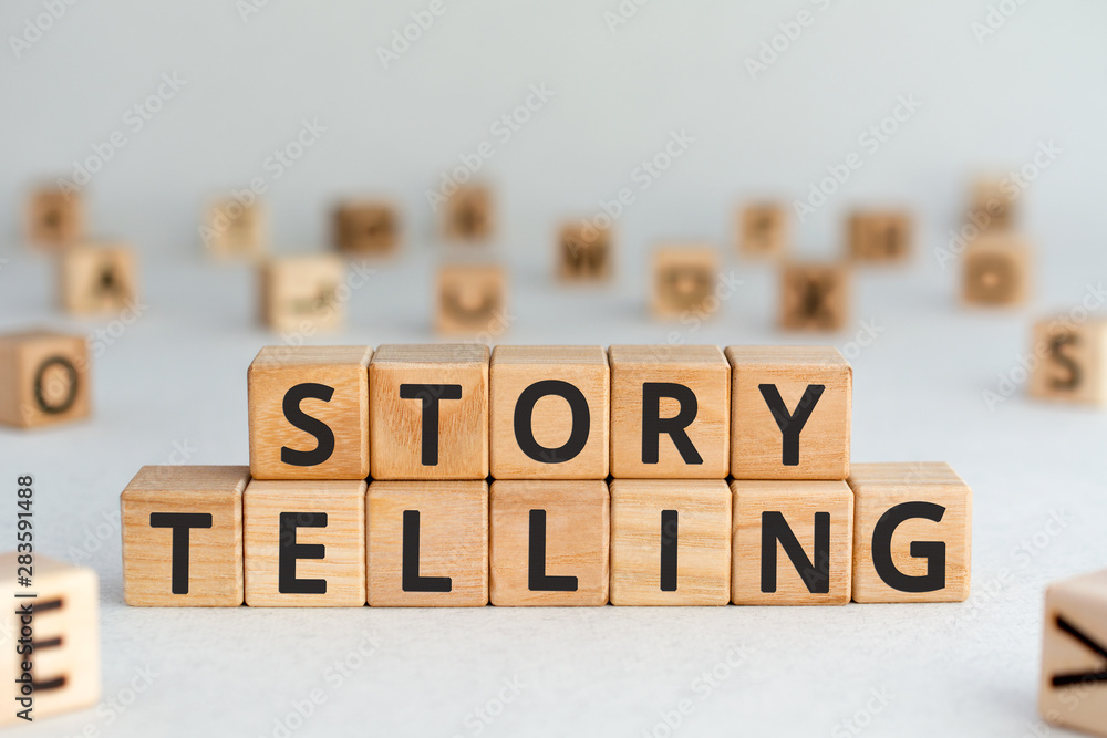 story telling - words from wooden blocks with letters, the art of ...