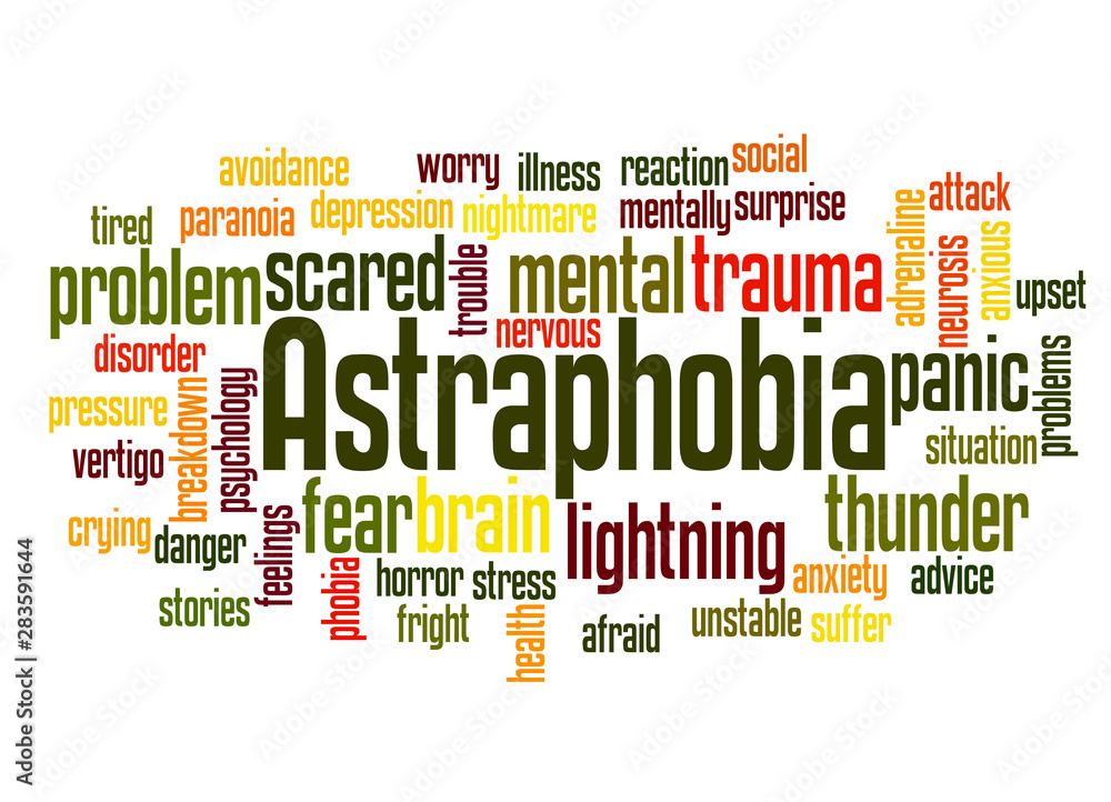 Astraphobia fear of thunder and lightning word cloud concept 2 Stock ...