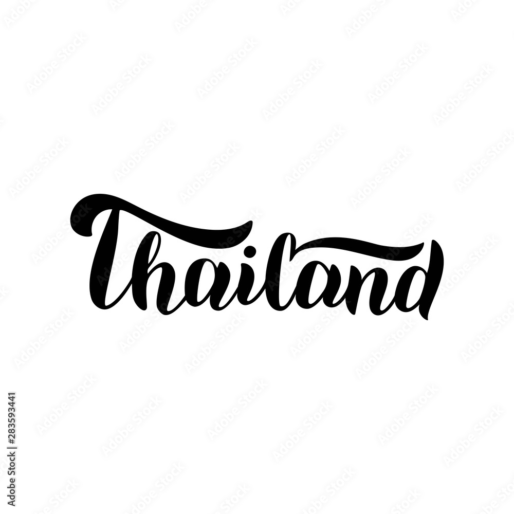 Thailand typography text logo. Trendy lettering font design. Travel ...