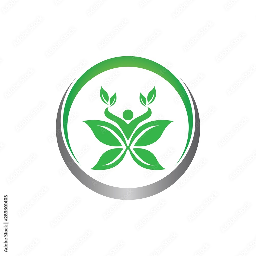 Human character logo sign,Health care logo. Nature logo sign. Green ...
