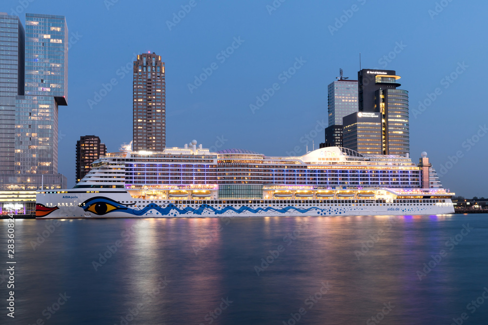 ROTTERDAM, NETHERLANDS - April 19, 2018: AIDAperla at Cruise Terminal ...