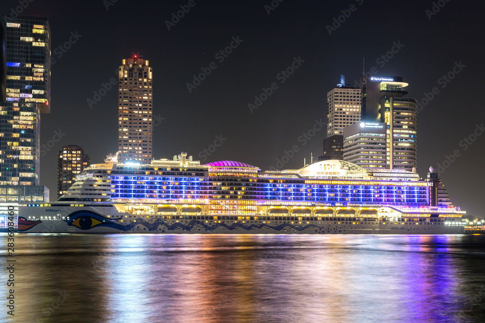 ROTTERDAM, NETHERLANDS - April 19, 2018: AIDAperla at Cruise Terminal ...