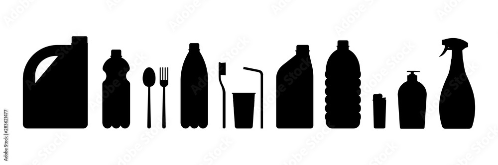 Vector sketch set of plastic items on a white background Stock Vector ...