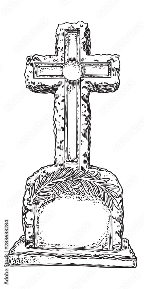 Cross Tombstone Drawing