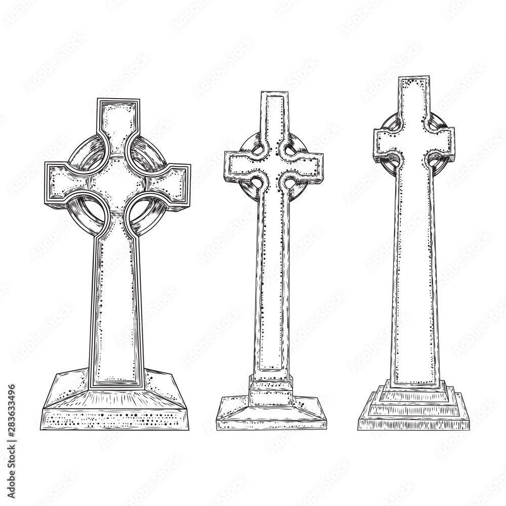 Set of tomb stone drawing. Grave for dead as Halloween tombstones prop ...