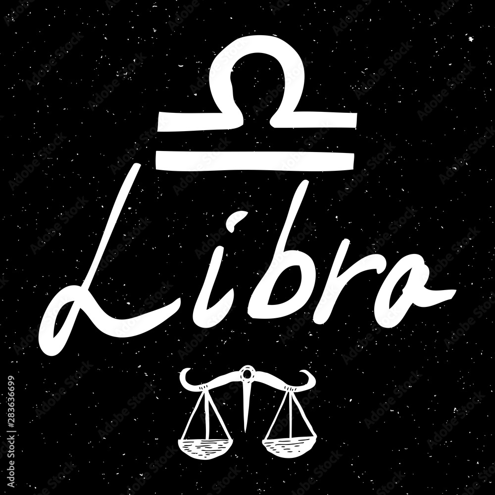 Libra zodiac horoscope hand drawing sign for mystic occult palmistry ...