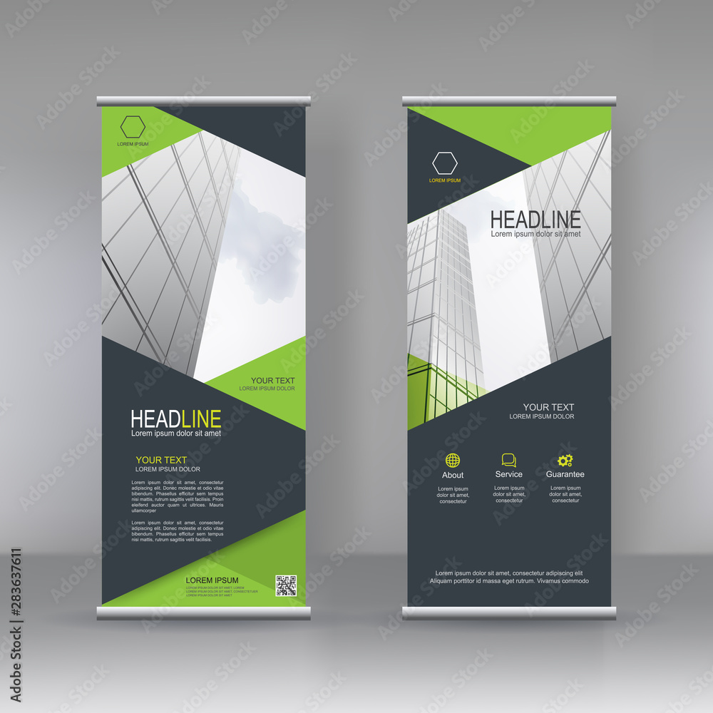 Vertical banner stand template design. vector abstract geometric ...