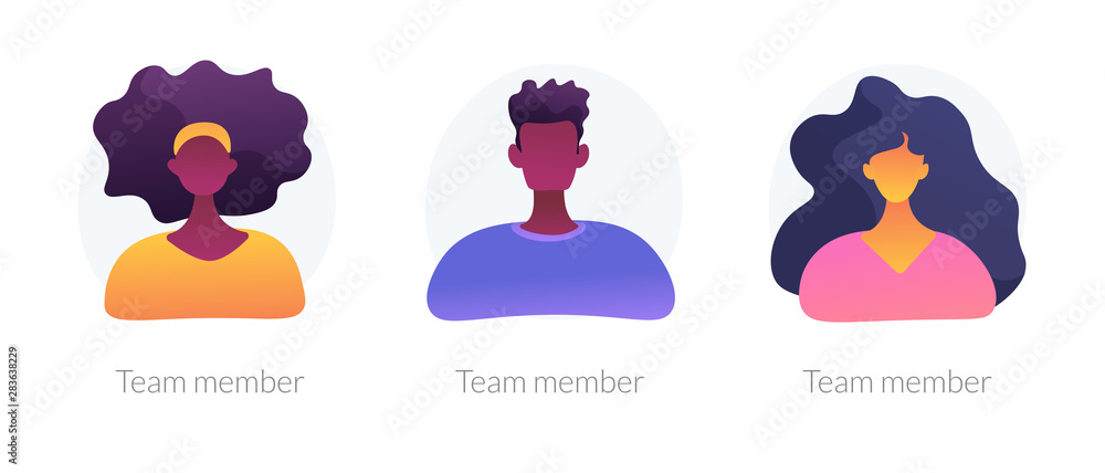 User personal profile faceless characters set. Dark skin employees ...