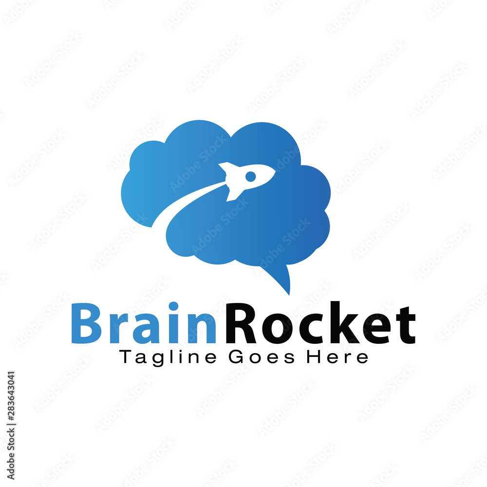 Brain Rocket logo design template Stock Vector | Adobe Stock