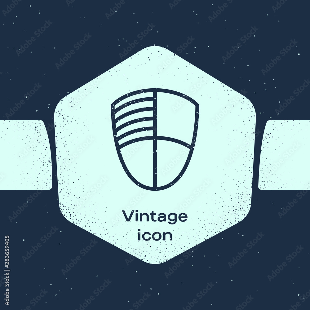 Grunge line Football club logo template icon isolated on blue ...