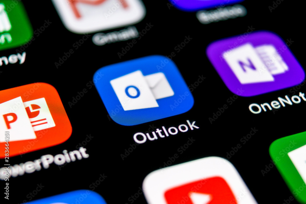 Sankt-Petersburg, Russia, September 30, 2018: Microsoft Outlook office ...