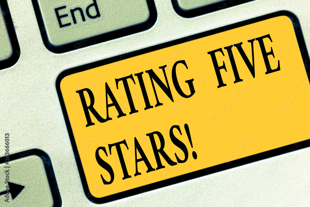 Writing note showing Rating Five Stars. Business photo showcasing ...
