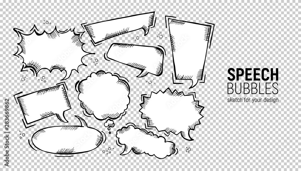 Set of comic speech bubbles. Vector Illustration and graphic elements ...