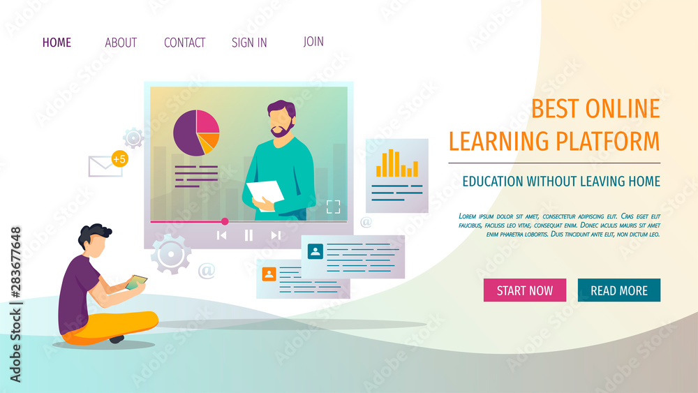 Web page design for Online training, webinar, distance education, e ...
