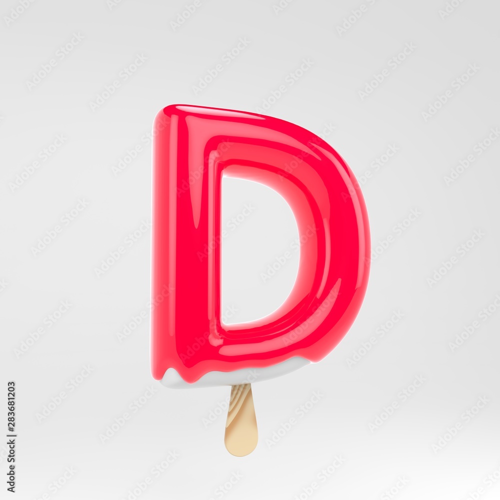 Ice cream letter D uppercase. Pink popsicle alphabet. 3d rendered ...