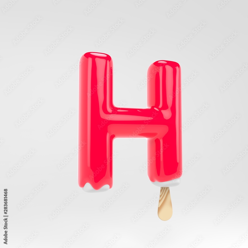 Ice cream letter H uppercase. Pink popsicle alphabet. 3d rendered ...