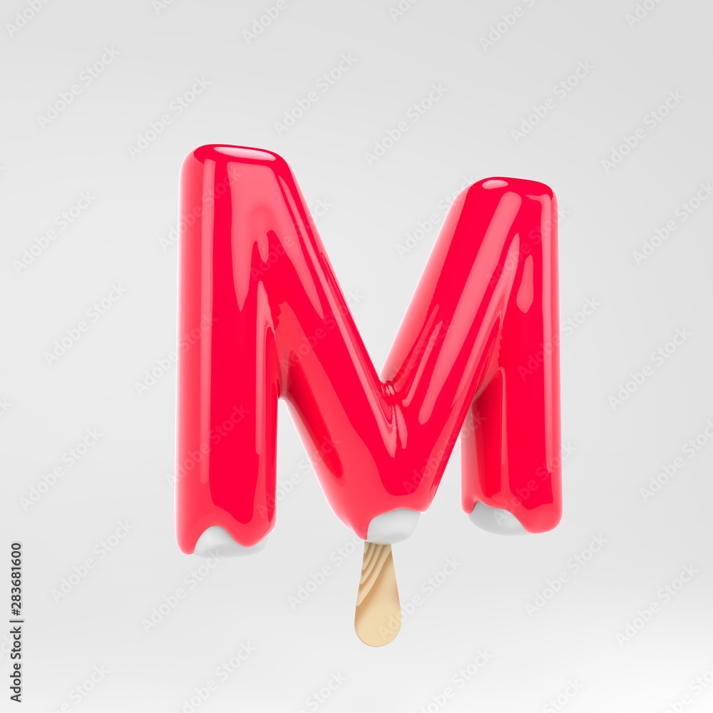 Ice cream letter M uppercase. Pink popsicle alphabet. 3d rendered ...