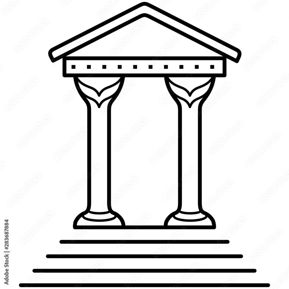 ancient roman temple icon in outline style Stock Vector | Adobe Stock