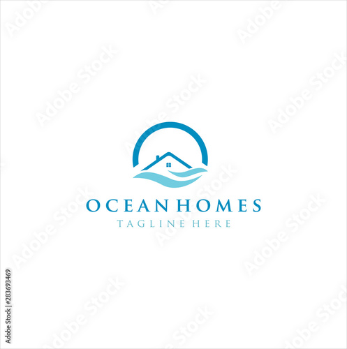 Ocean House Logo Design, Home Beach logo water Design, Real Estate ...