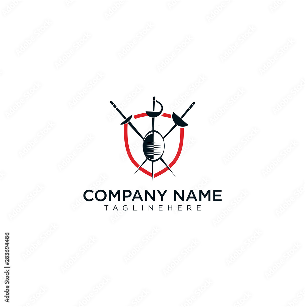 Shield Fencing Logo Design Vector Stock Template. Secure Guard Sport ...