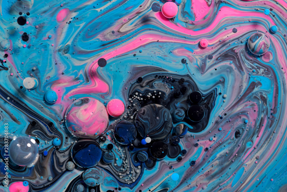 Colourful acrylic bubbles.Abstract ink design template mixed texture ...