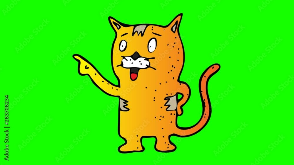 animated cat character. green screen 2D animation Stock Video | Adobe Stock