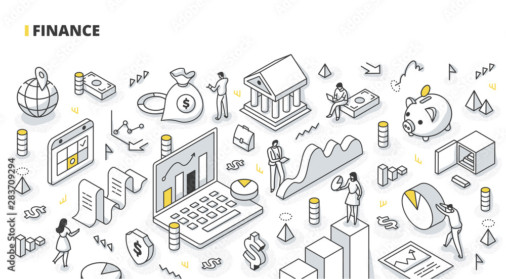 Finance Isometric Line Illustration Stock Vector | Adobe Stock