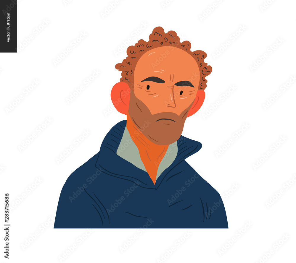 Real people portrait - hand drawn flat style vector design concept ...