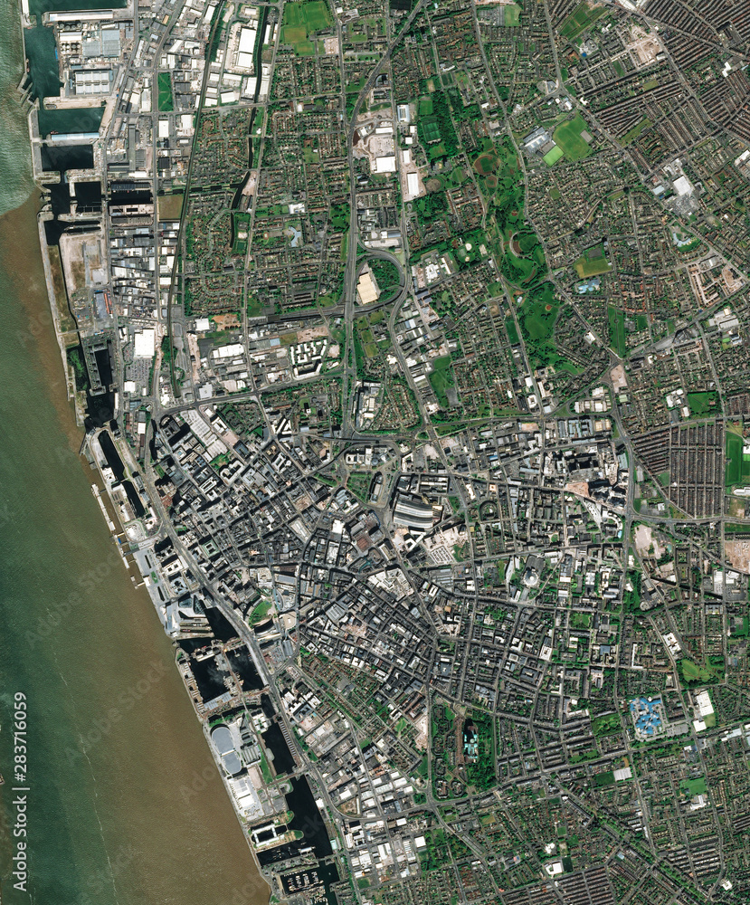 High resolution Satellite image of Liverpool, England (Isolated imagery ...