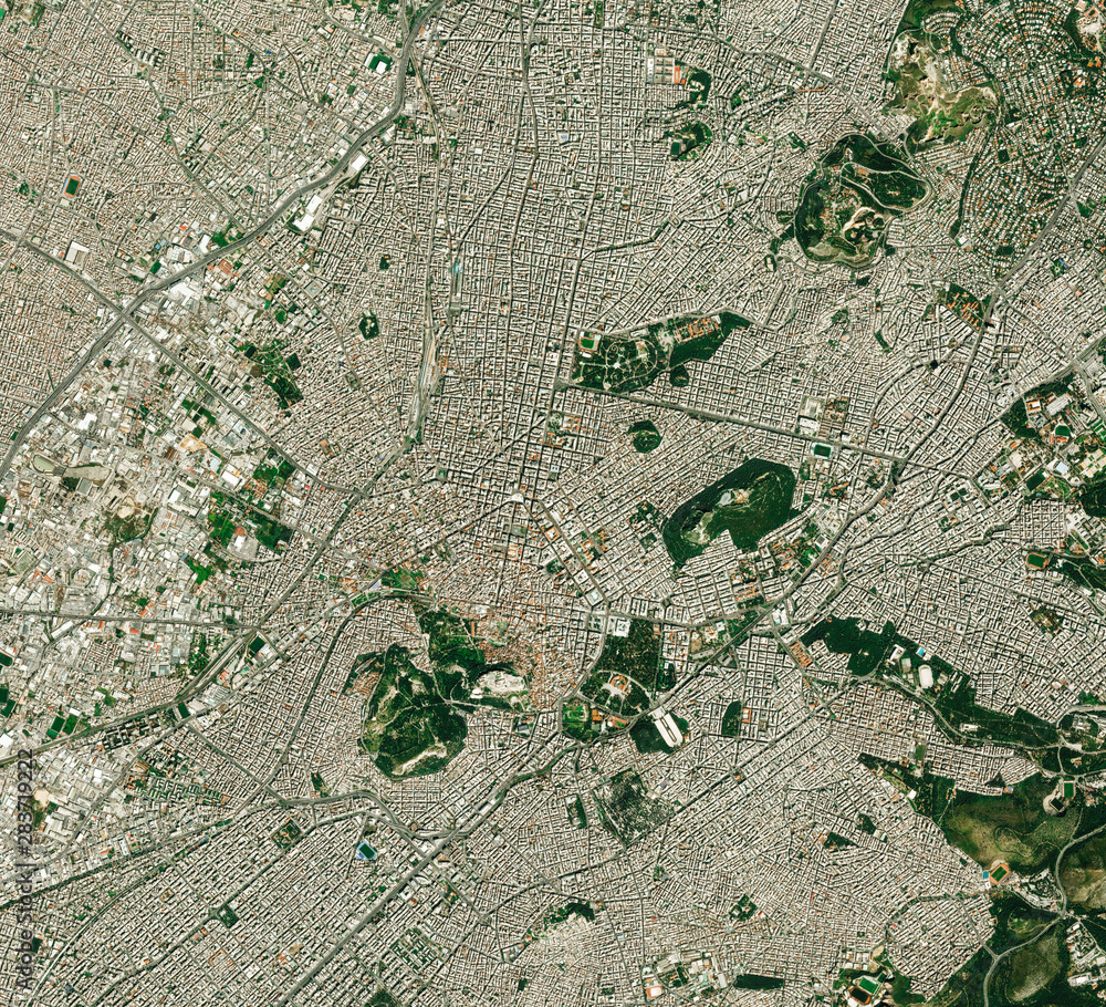 High resolution Satellite image of Athens, Greece (Isolated imagery of ...